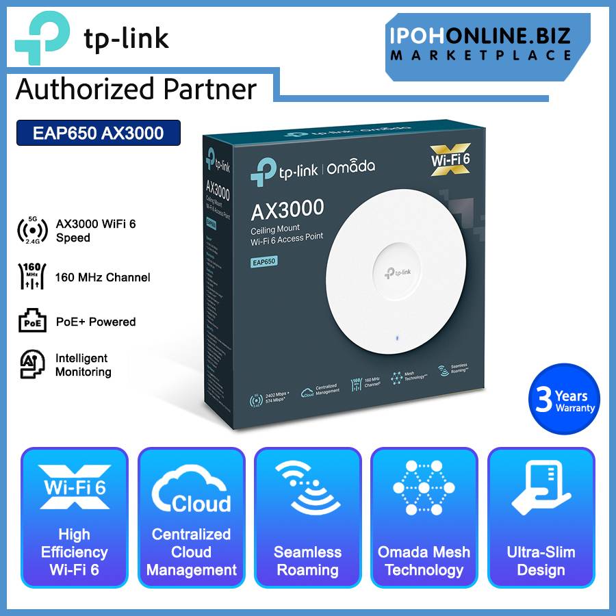 TP-LINK EAP650 AX3000 Ceiling Mount Wi-Fi 6 Access Point | Ipohonline