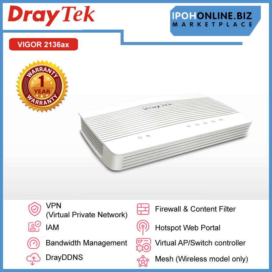 DRAYTEK VIGOR 2136ax 2.5G WiFi 6 VPN Security Router