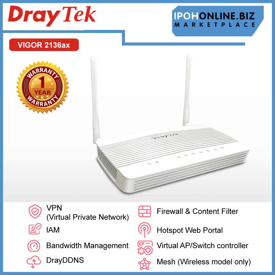 DRAYTEK VIGOR 2136ax 2.5G WiFi 6 VPN Security Router