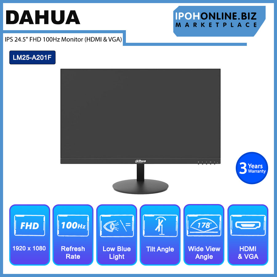Dahua LM25-A201F IPS 24.5" FHD 100Hz Monitor (HDMI & VGA) | IpohOnline